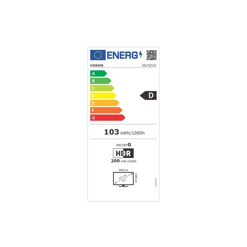 Hisense ULED 85U7Q Smart Τηλεόραση 85" 4K UHD Mini LED HDR (2025) D